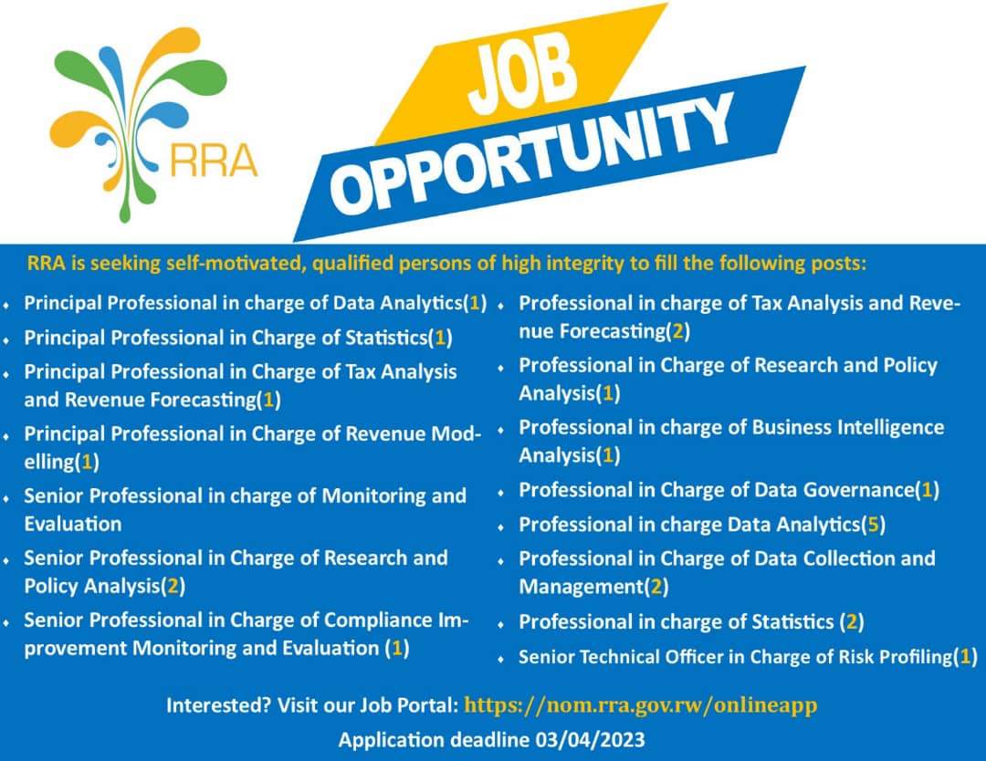 Job positions at Rwanda Revenue Authority | IMBERE